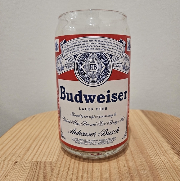 Budweiser | Dining | Budweiser Lager Beer Glass With Red And Blue ...
